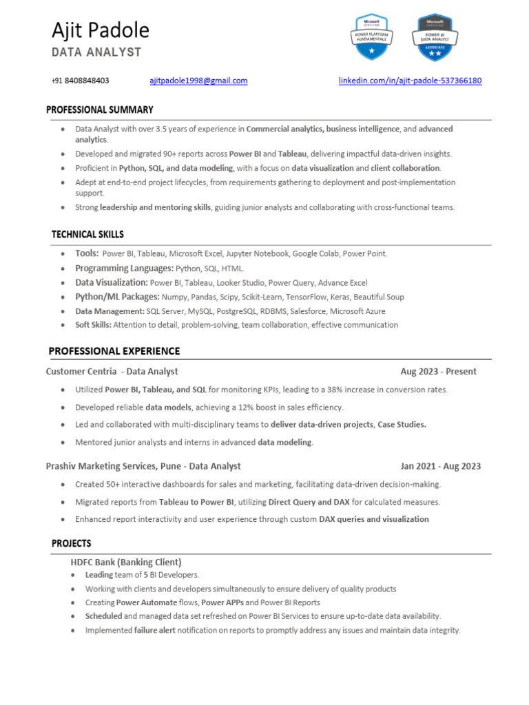 Ajit P resume | PDF | Sql | Data Management