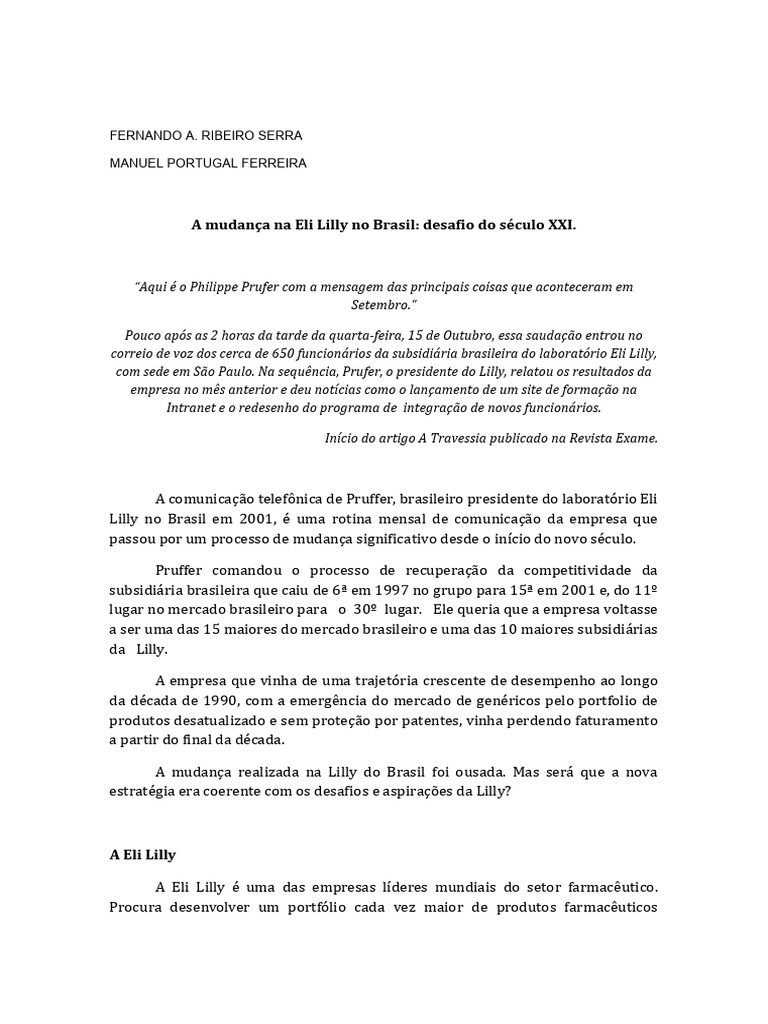 Caso Lilly | PDF | Indústria farmacêutica | Brasil