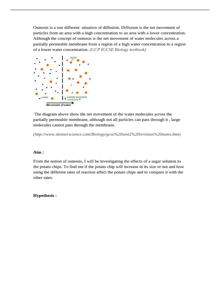 Bio. Osmosis Lab Report | PDF | Osmosis | Cell Membrane