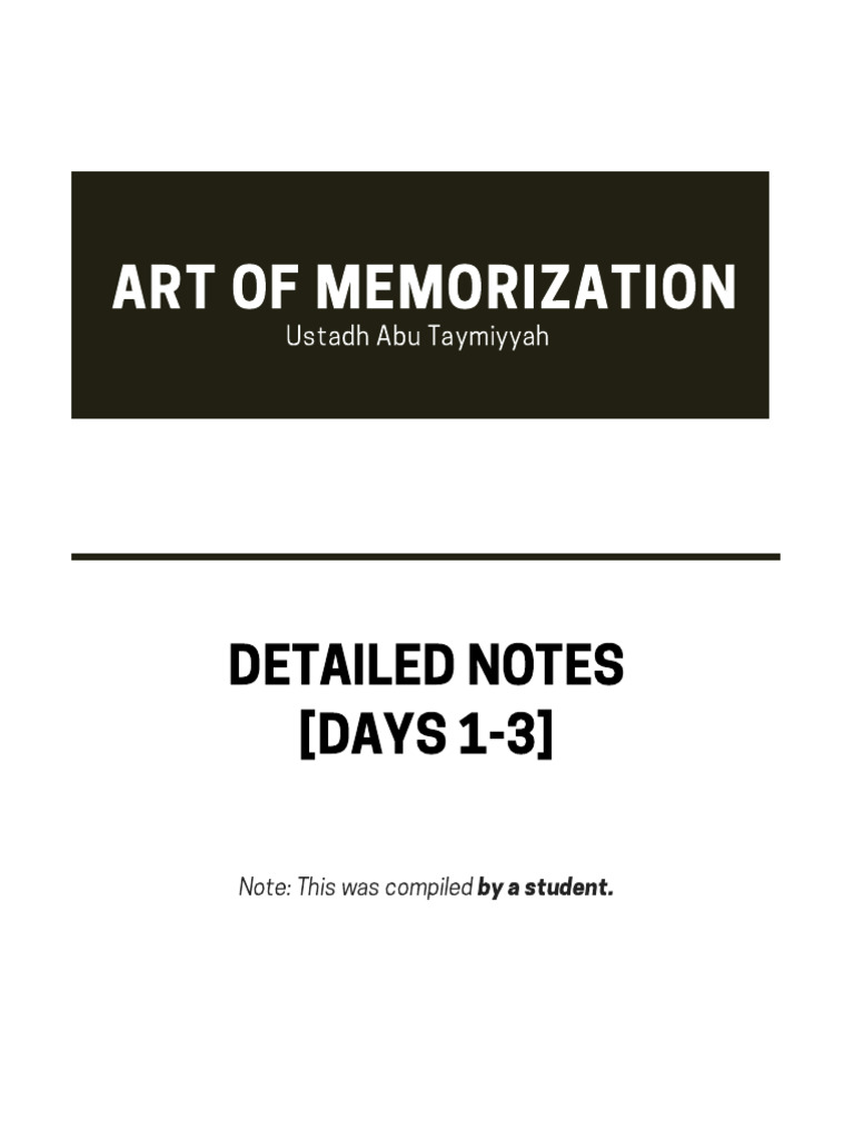 Art of Memorization | PDF | Sleep | God In Islam
