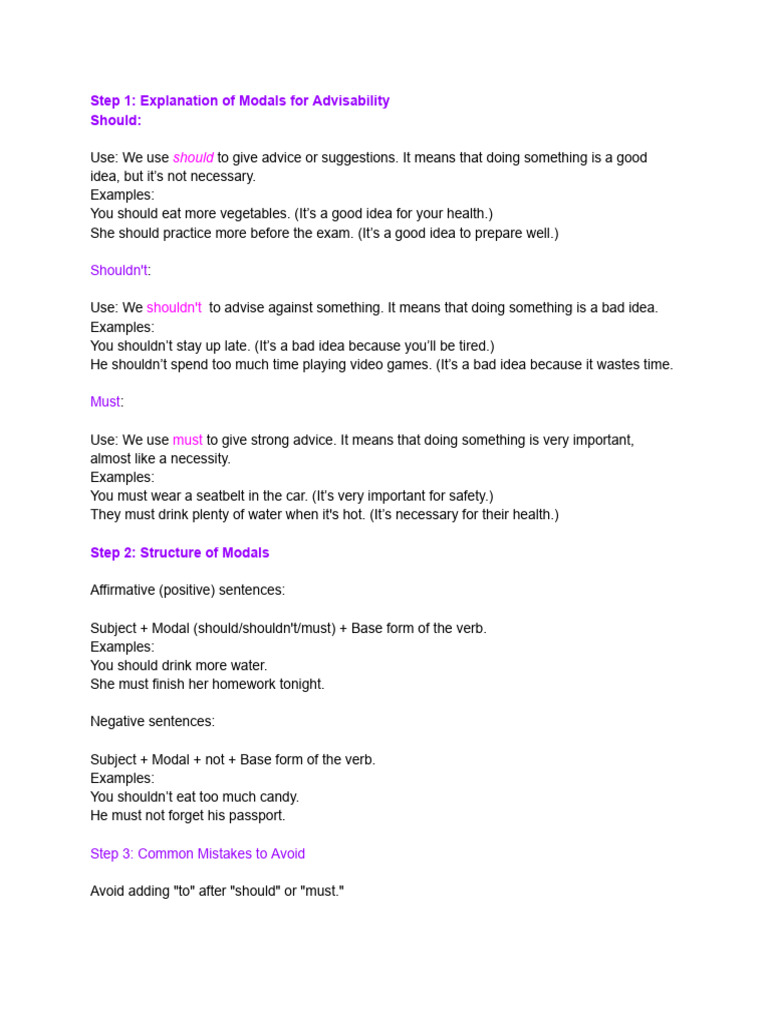 Modals For Advisability - 241115 - 105253 | PDF