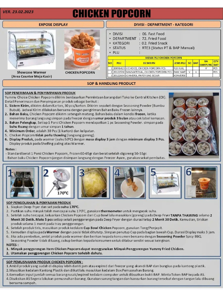 SOP Chicken Popcorn | PDF