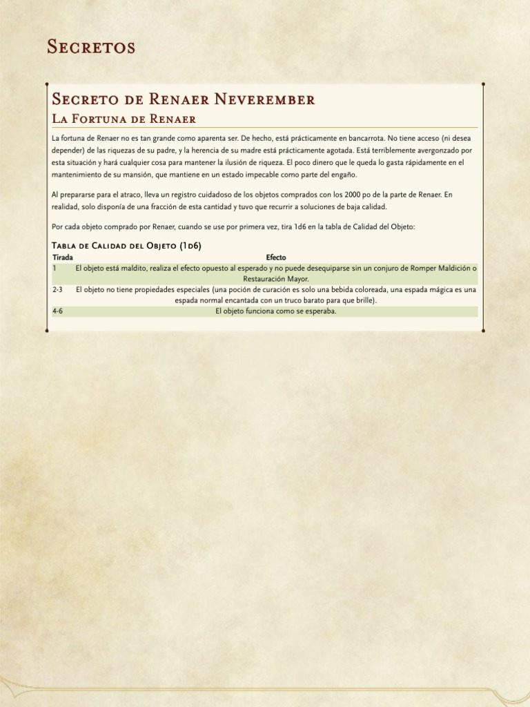 Secreto - Renaer Neverember | PDF