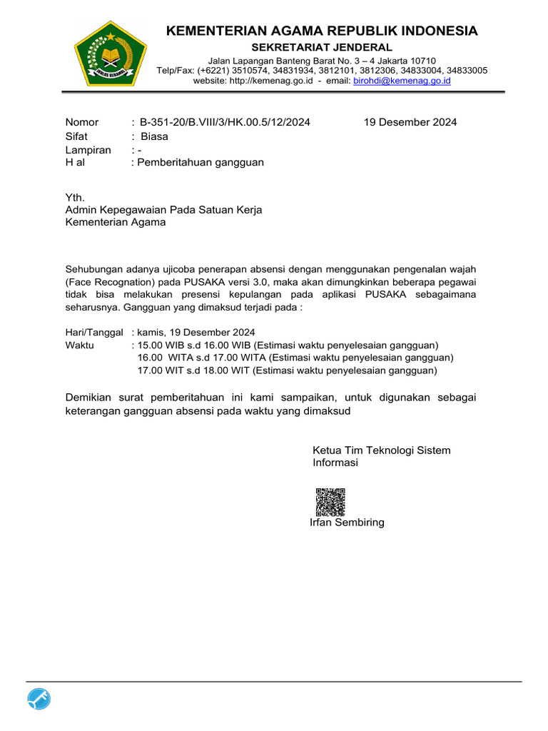 Surat Keterangan Absen Error (19122024) - Sore - m5K8mp | PDF