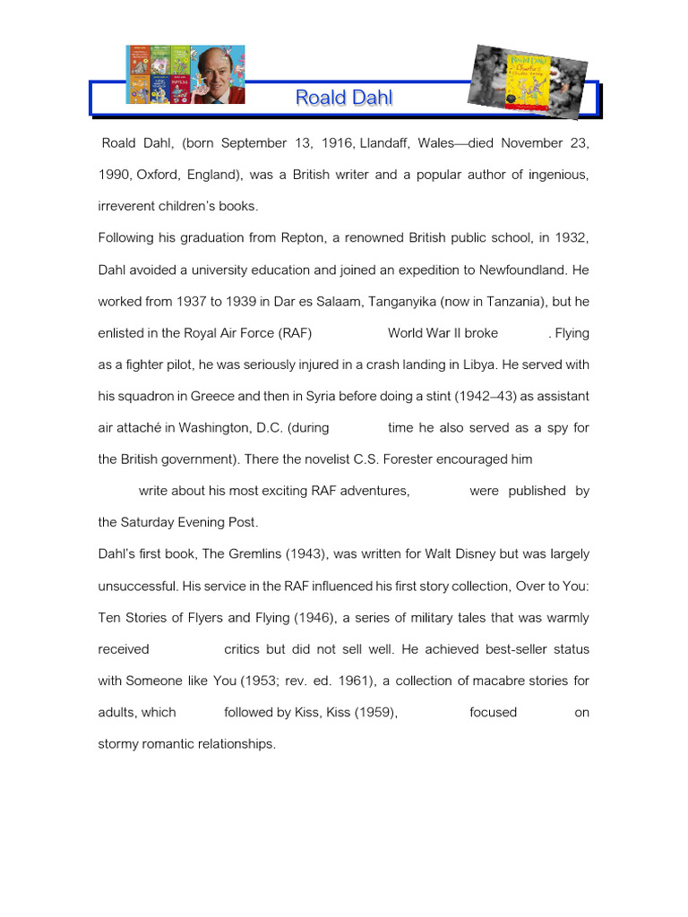 About Roald Dahl | PDF