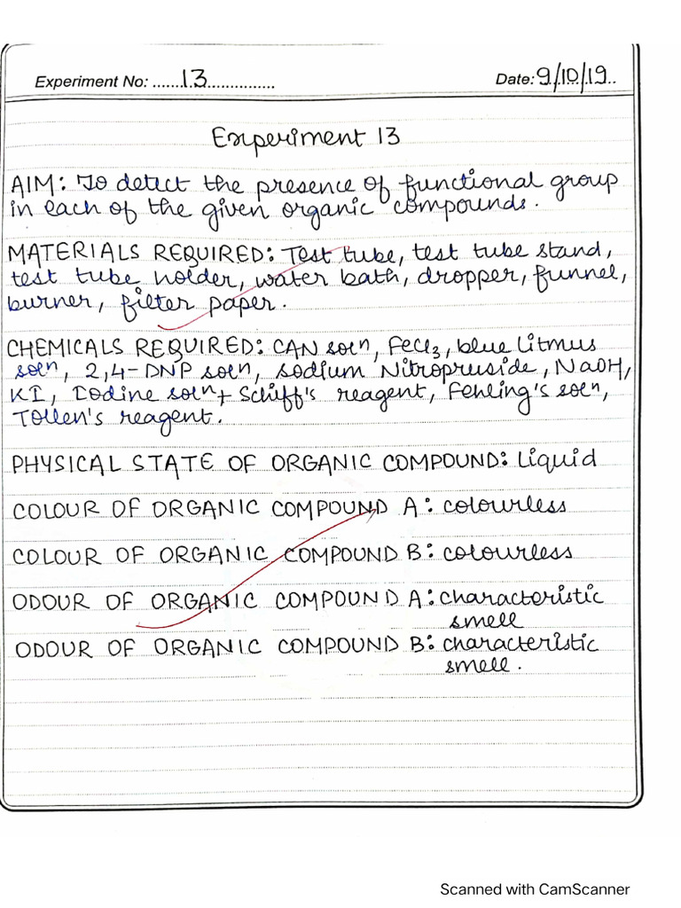 XII - Exp. No. 13 - Functional Group Analysis | PDF