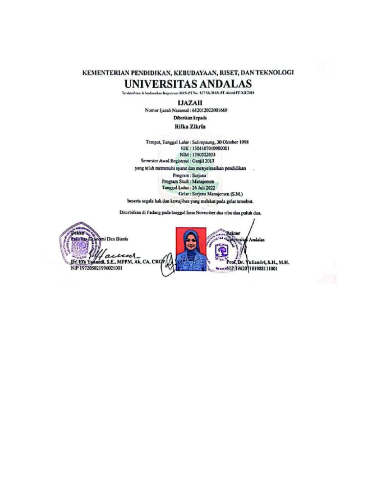 Data Rifka Zikria | PDF