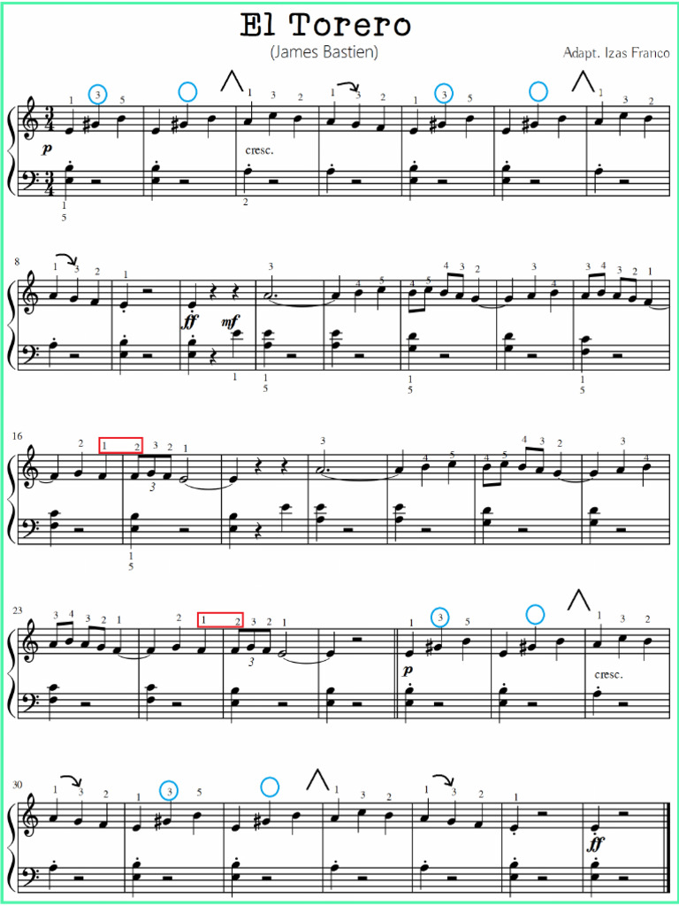Partitura de Piano-El Torero | PDF
