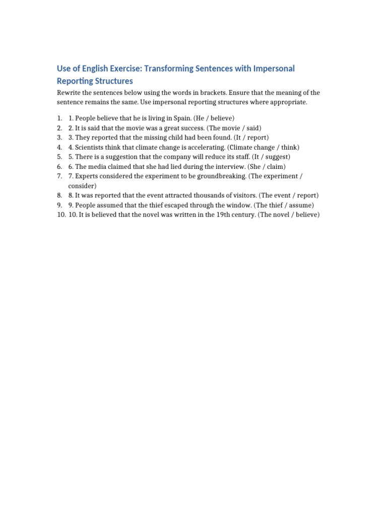 Transforming_Sentences_Exercise | PDF