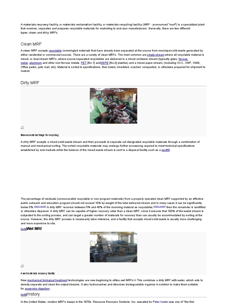 Clean MRF: Recyclable Single Stream Ferrous Metal Aluminum PET Hdpe ...