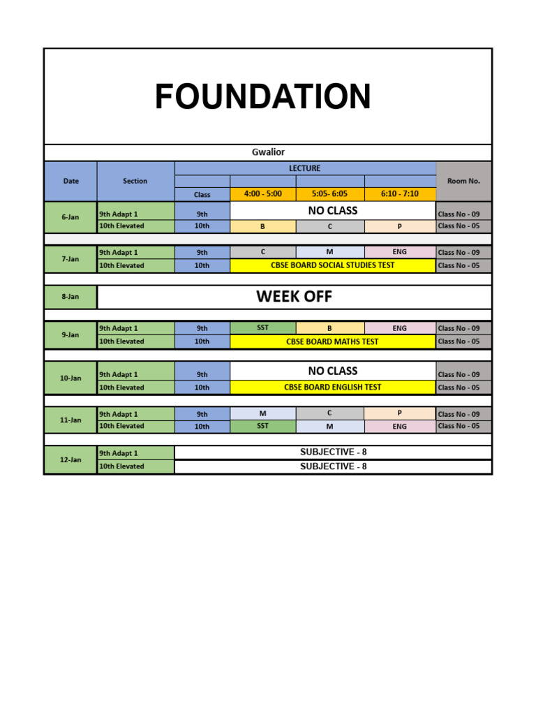 9th & 10th Class Schedule | PDF