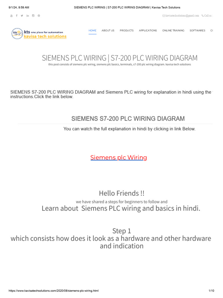 SIEMENS PLC WIRING _ S7-200 PLC WIRING DIAGRAM _ Kavisa Tech Solutions ...