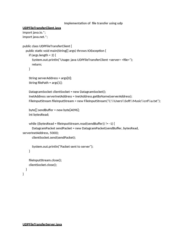 Udpfiletransferclient Java | PDF