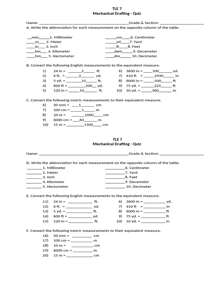 Q3-Worksheet1(numerical skills) (1) | PDF | Foot (Unit) | Yard