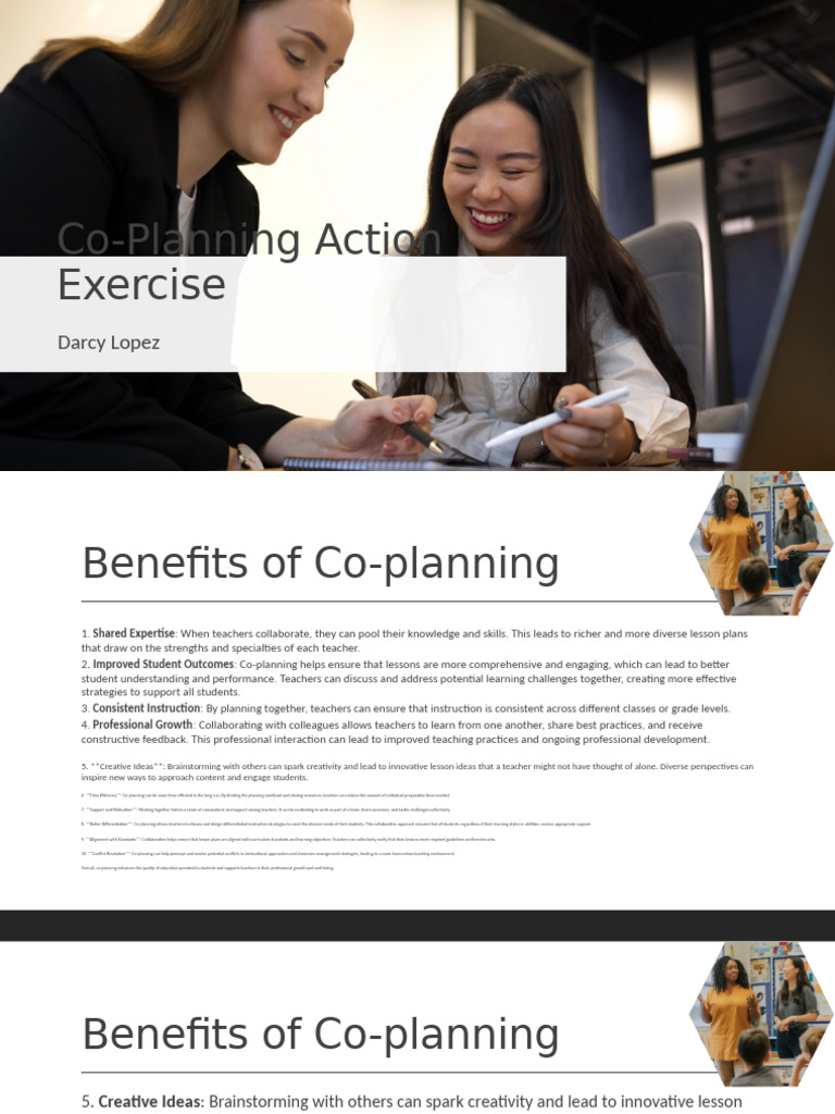 Co_Planning Action Exercise | PDF | Teachers | Pedagogy