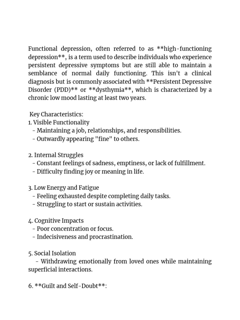 Functional Depression Notes easy 5.01 monday | PDF