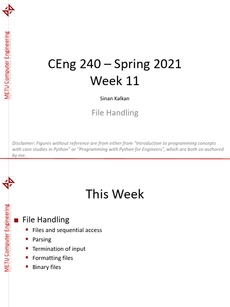 CENG240-2021 Week11 File Handling | PDF | Filename | Computer File
