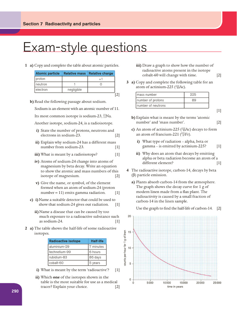 Radioactivity and Particles, Exam Style Questions, Homework | PDF ...