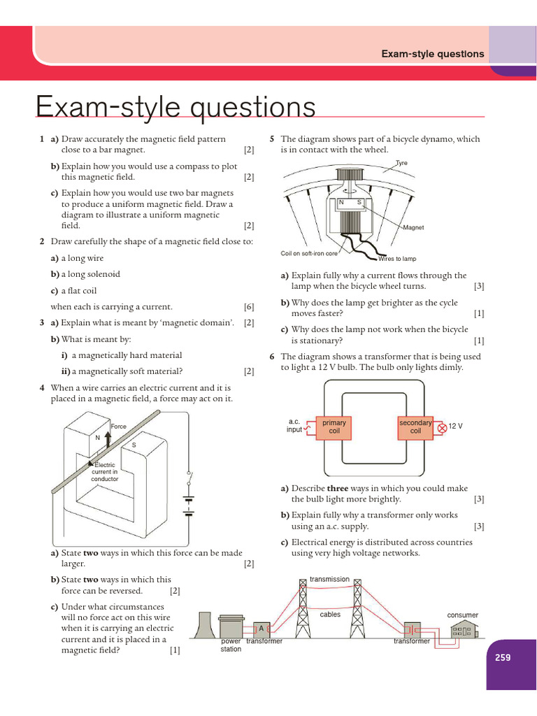 Electricity and Magnetism Exam Questions | PDF | Transformer | Electric ...