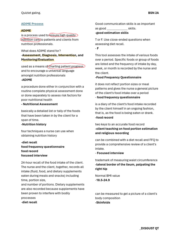 ADIME-Process-1 | PDF | Nutrients | Nursing