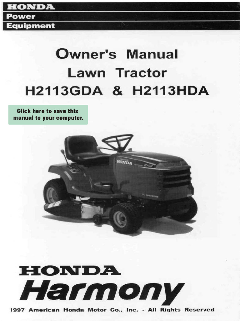 Honda-Power-Equipment Harmony H2113GDA | PDF