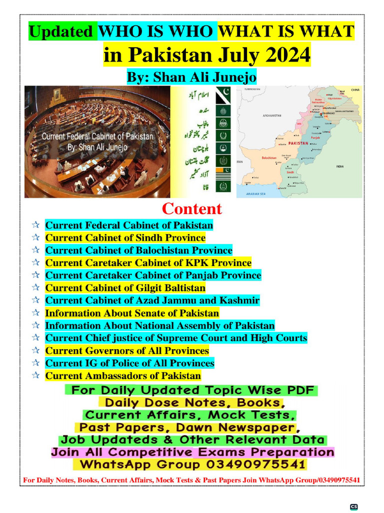 Updated Who Is Who, What Is What in Pakistan July 2024 by Shan Ali ...