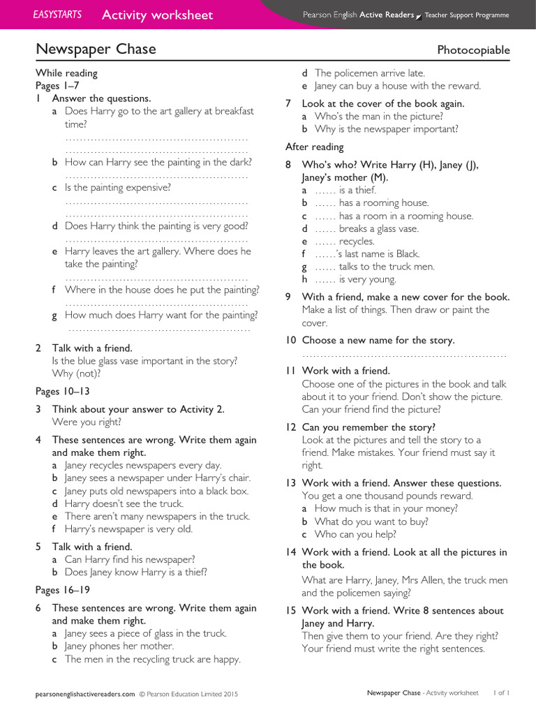 Newspaper Chase Activities (1) | PDF