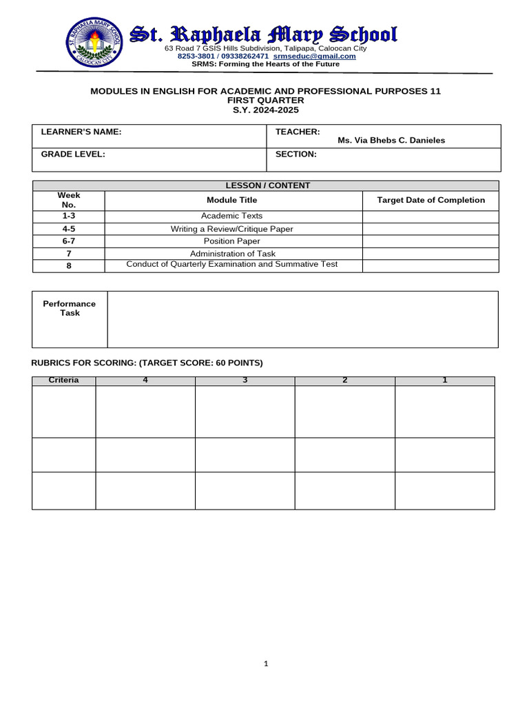 G11-Q1-EAPP-Modules | PDF | Critical Thinking | Vocabulary