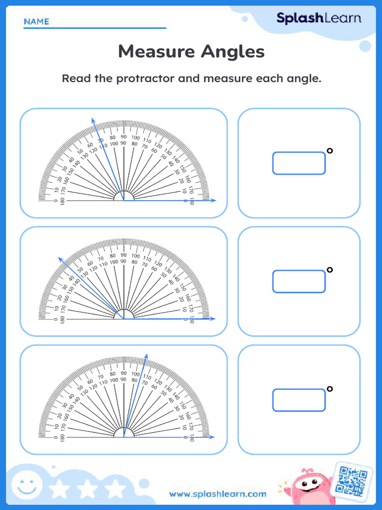 Measure Angles Using A Protractor - Worksheet | PDF