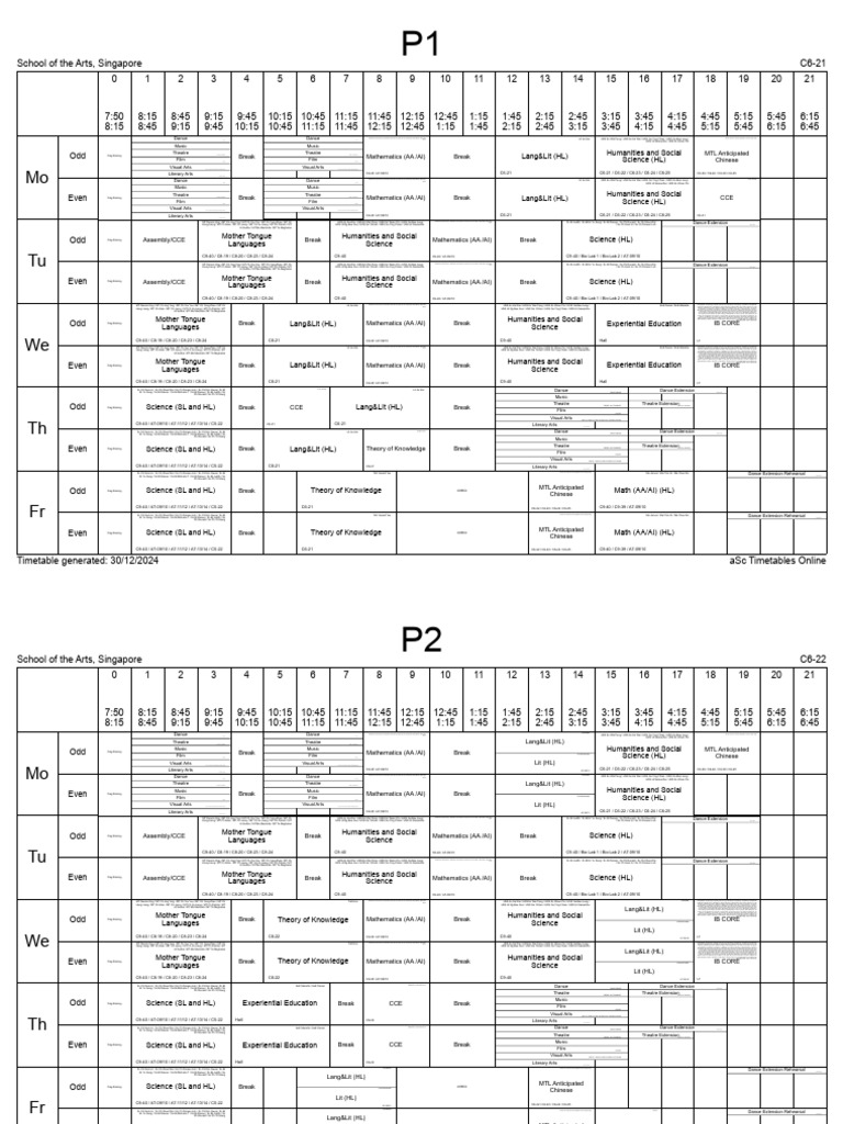 Year 5 Class Timetable | PDF
