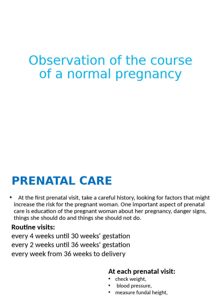 Observation of the course of a normal pregnancy | PDF | Pregnancy ...