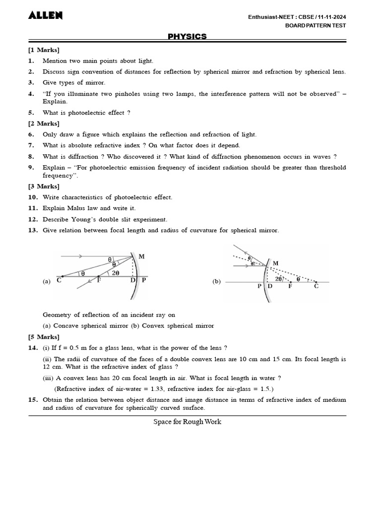 BPT Physics Enthuse Cbse 11-11-24 | PDF