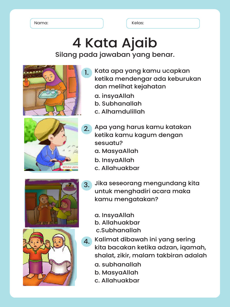 Empat Kata Ajaib Lembar Kerja Biru Simpel (1) | PDF