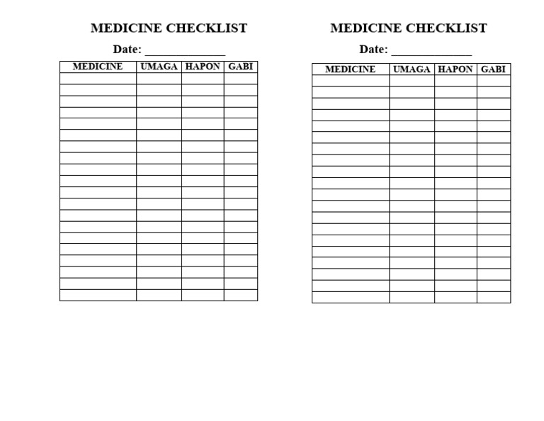 Medicine Checklist | PDF