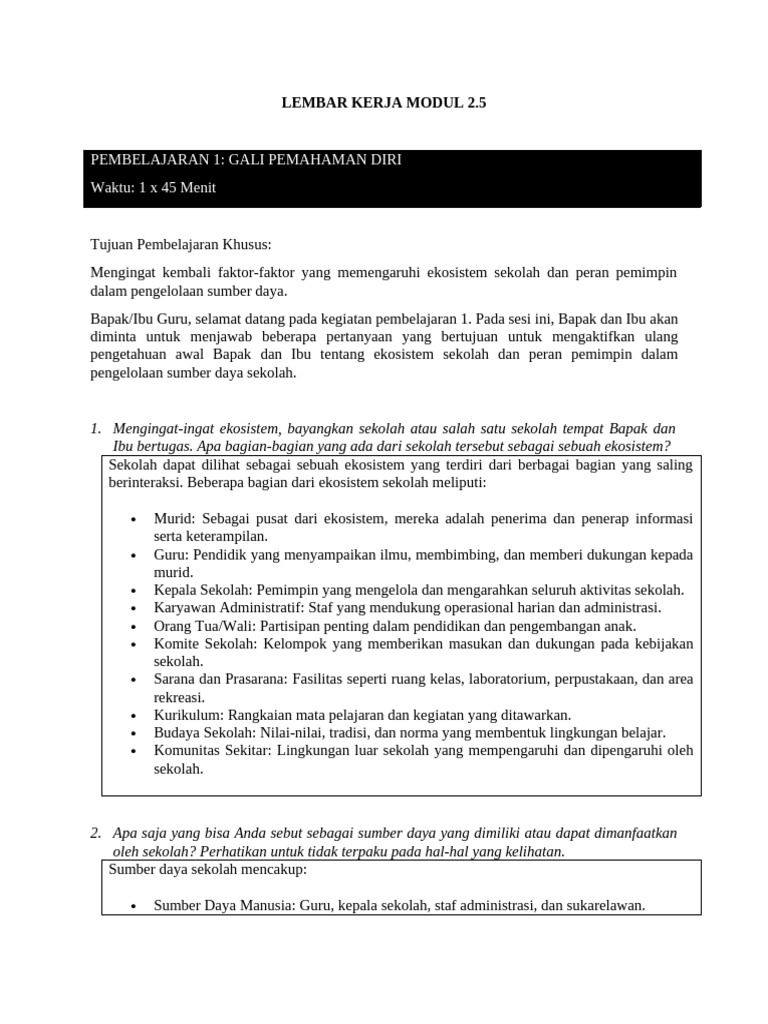 Lembar Kerja Modul 2.5 | PDF