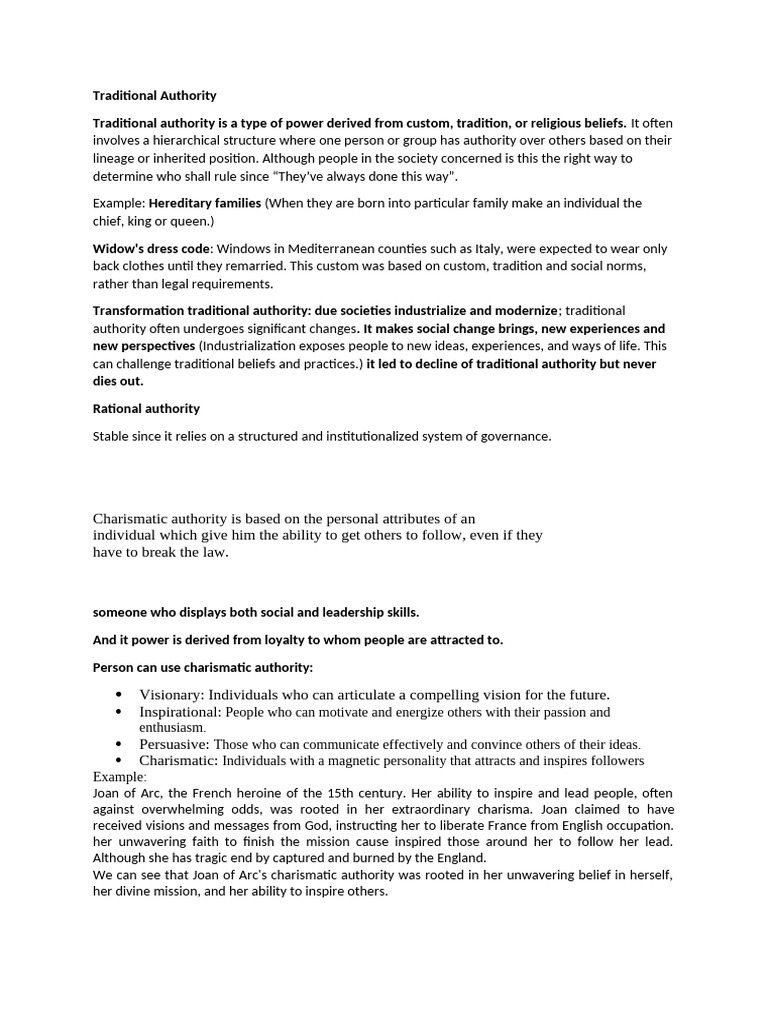Understanding Traditional Authority Types | PDF | Charisma