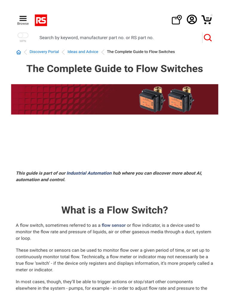 Complete Guide to Flow Switches | PDF | Flow Measurement | Switch