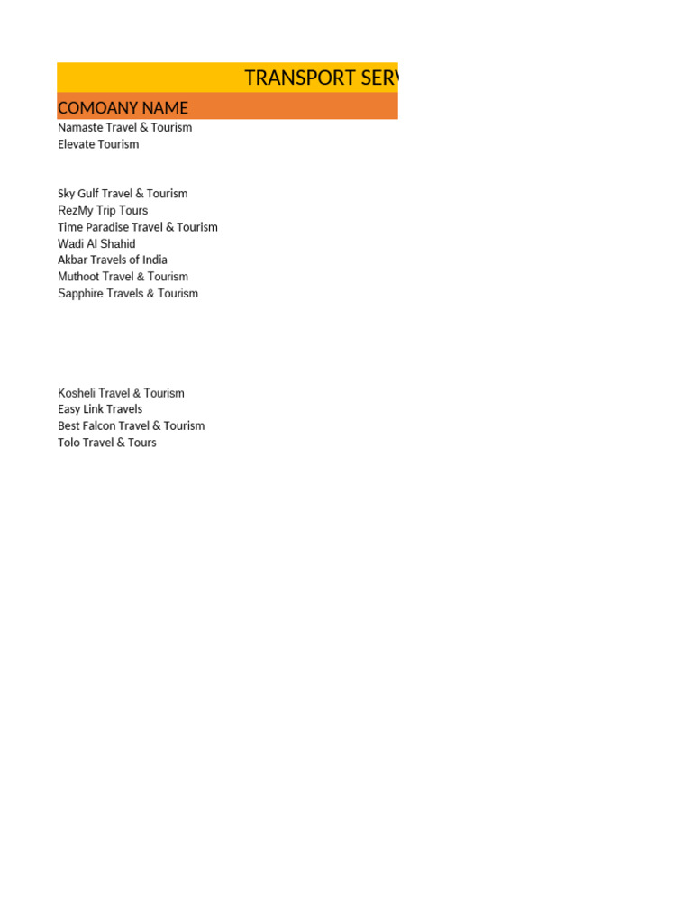 Travel & Tourism Contact Numbers | PDF