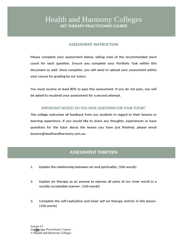 Art Therapy L13 - Assessment | PDF | Art Therapy | Psychotherapy
