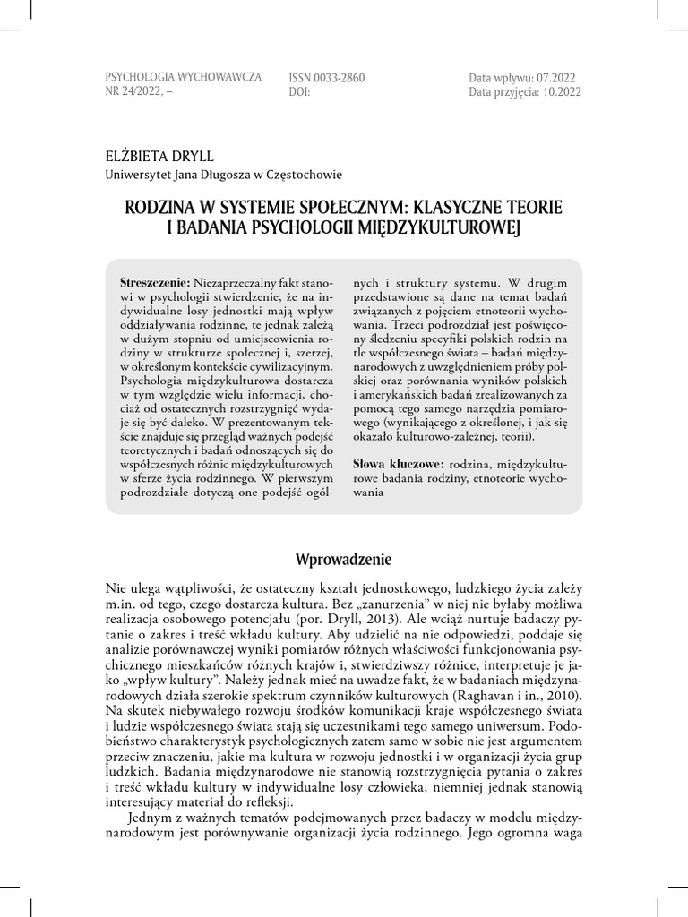 RODZINA W SYSTEMIE SPOŁECZNYM KLASYCZNE TEORIE | PDF