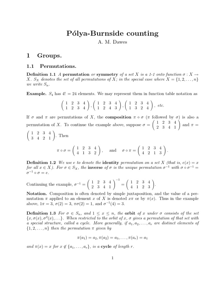A. M. Dawes - Pólya-Burnside Counting (Lecture Notes) (2004) | PDF ...