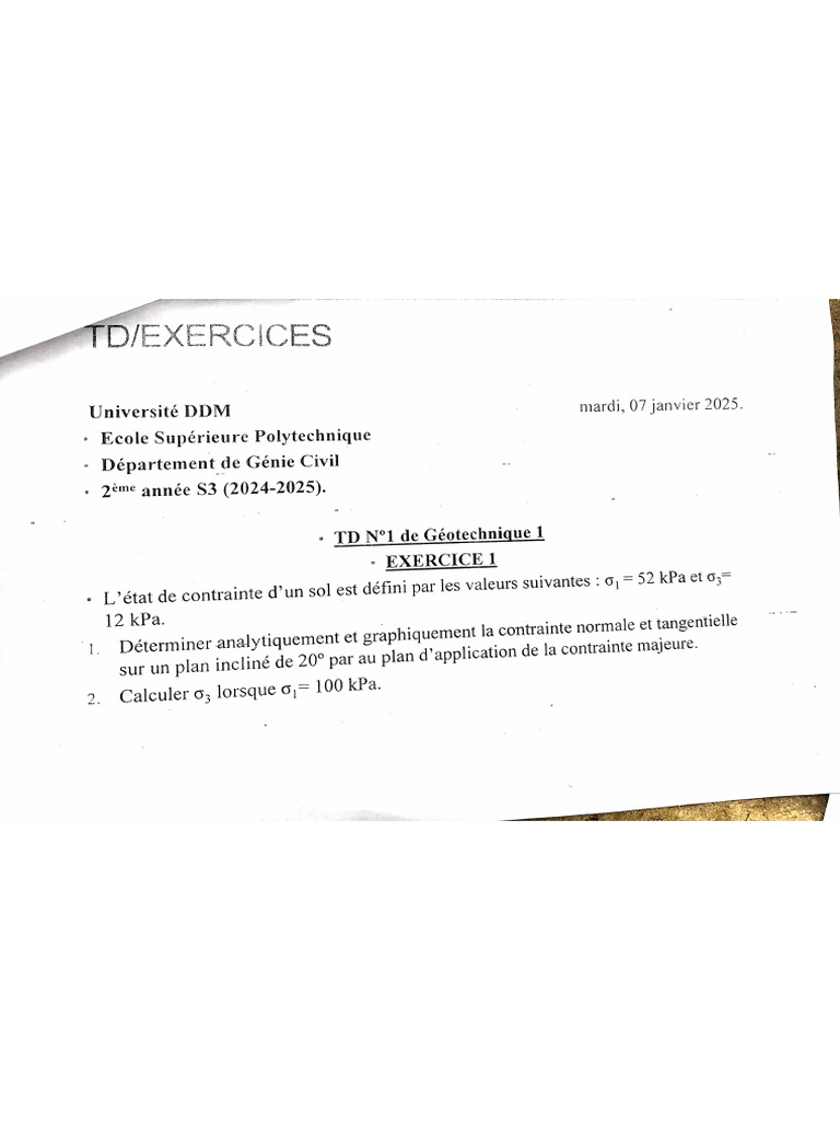 TD1 Géotechnique | PDF