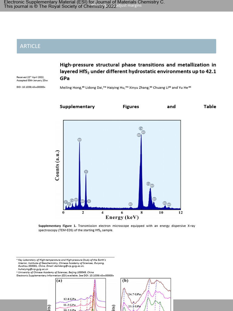 Hong Et Al - 2022 - High-Pressure Structural Phase Transitions and Metallization in Layered HFS ...