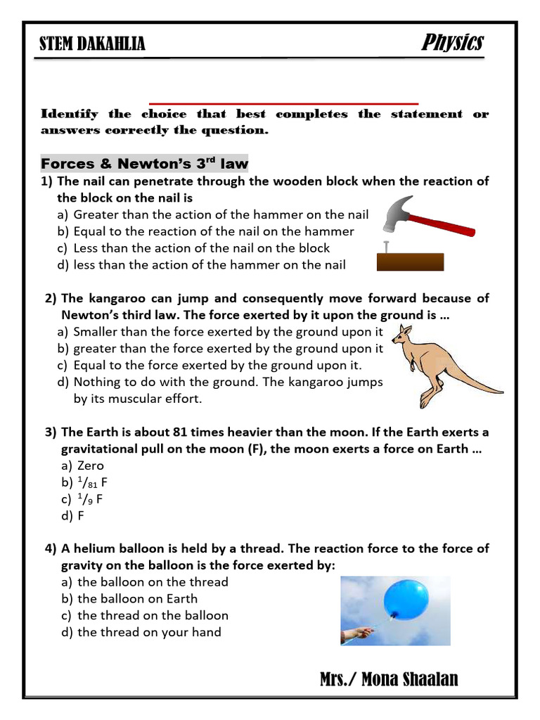 Newton - S 3rd Law LO. 2 - Problems | PDF | Force | Mechanics