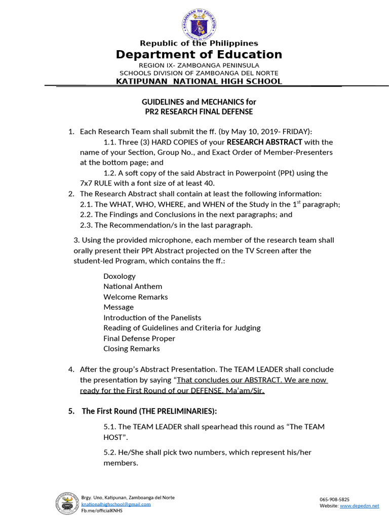 RESEARCH DEFENSE Guidelines An Mechanics | PDF