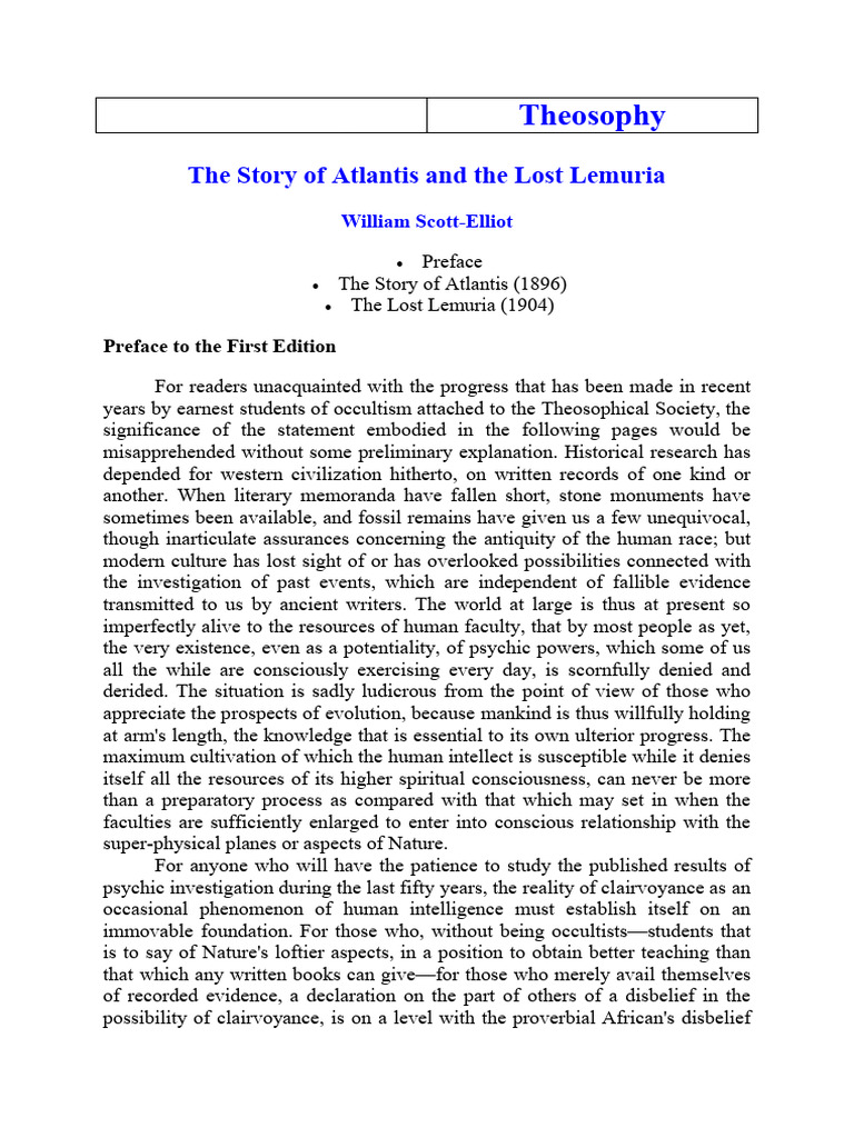 Story of Atlantis and the Lost Lemuria-W Scott-Elliot | PDF | Baptism | Sacraments