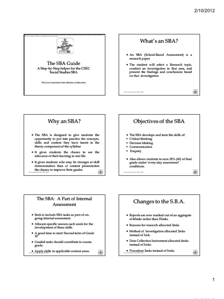 Social Studies SBA Guide and Examples | PDF | Sampling (Statistics ...
