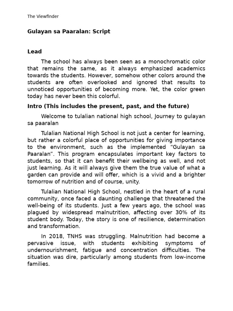 Script Gulayan Sa Paaralan | PDF
