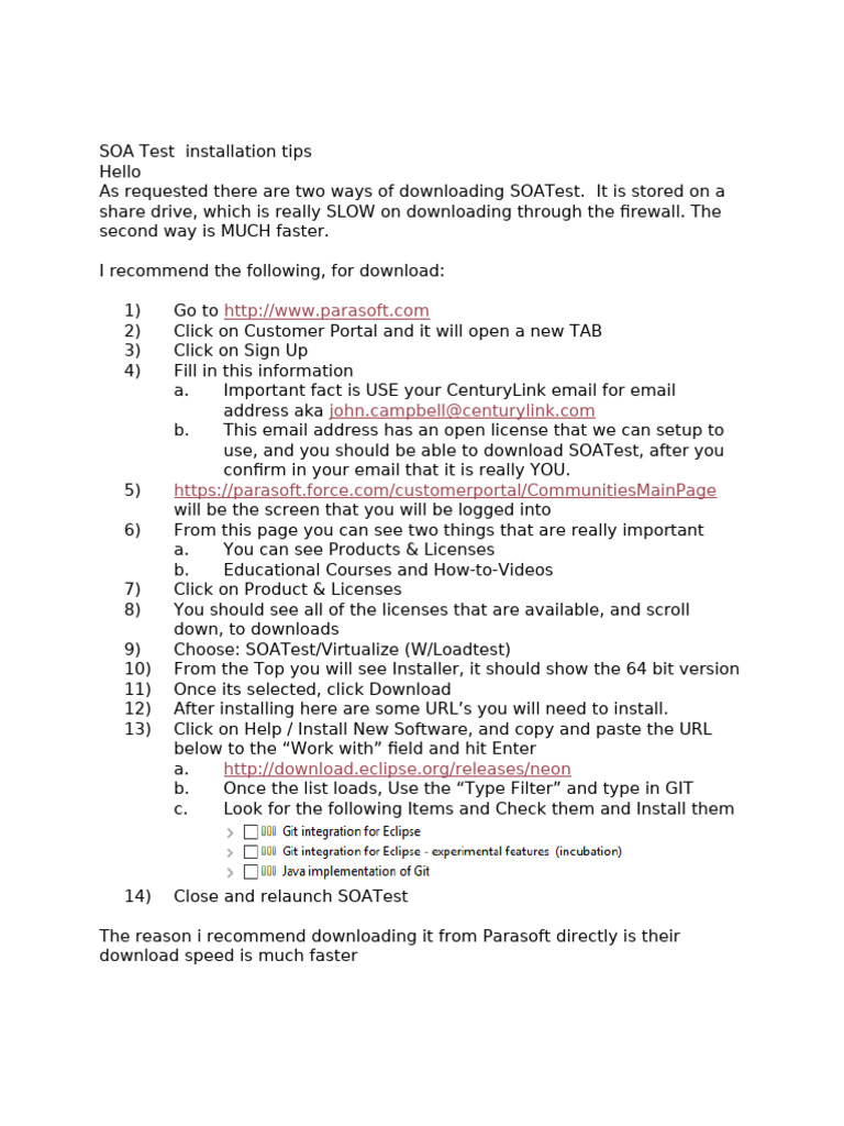 Soa Test Installation Tips Pdf Download Internet