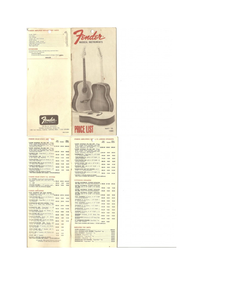 Fender CBS 1969 Pricelist | PDF
